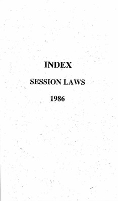 "Index Session Laws 1986" by Colorado General Assembly